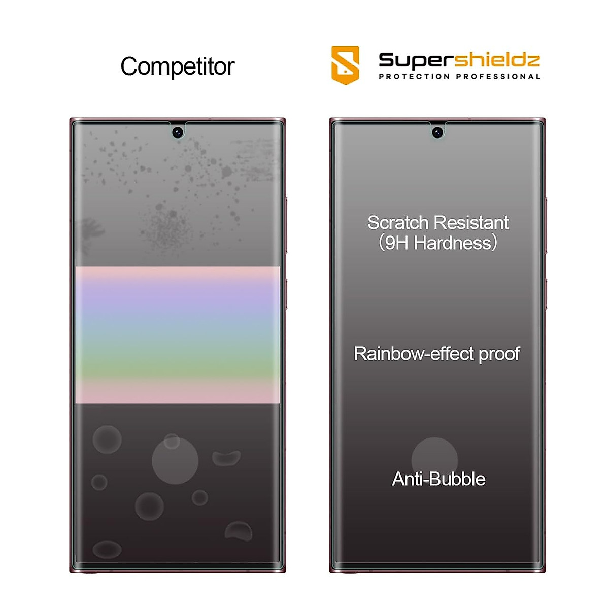 Supershieldz (2 Pack) Designed for Samsung (Galaxy S22 Ultra 5G) Tempered Glass Screen Protector, (3D Curved Glass) Anti Scratch, Bubble Free (Black)