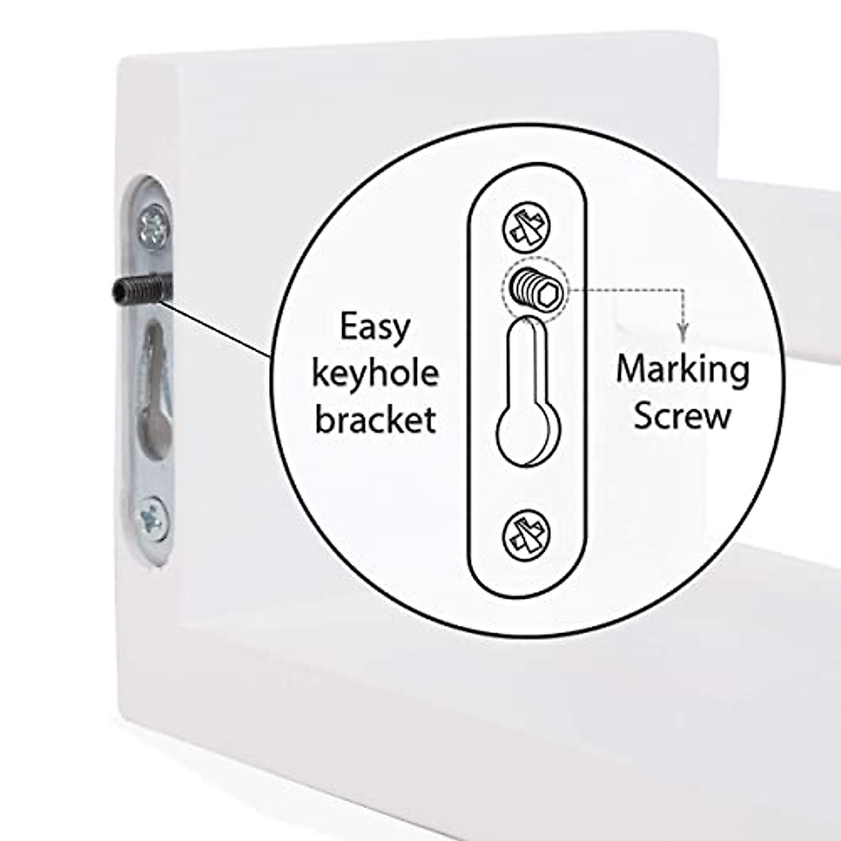 Wallniture Set of 2 Nursery Room Wood Floating Wall Shelves White