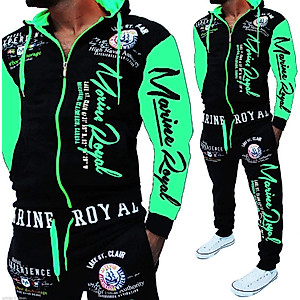 Men's Casual Tracksuit Hooded Full Zip Elastic Waistband Sweatsuit Set…