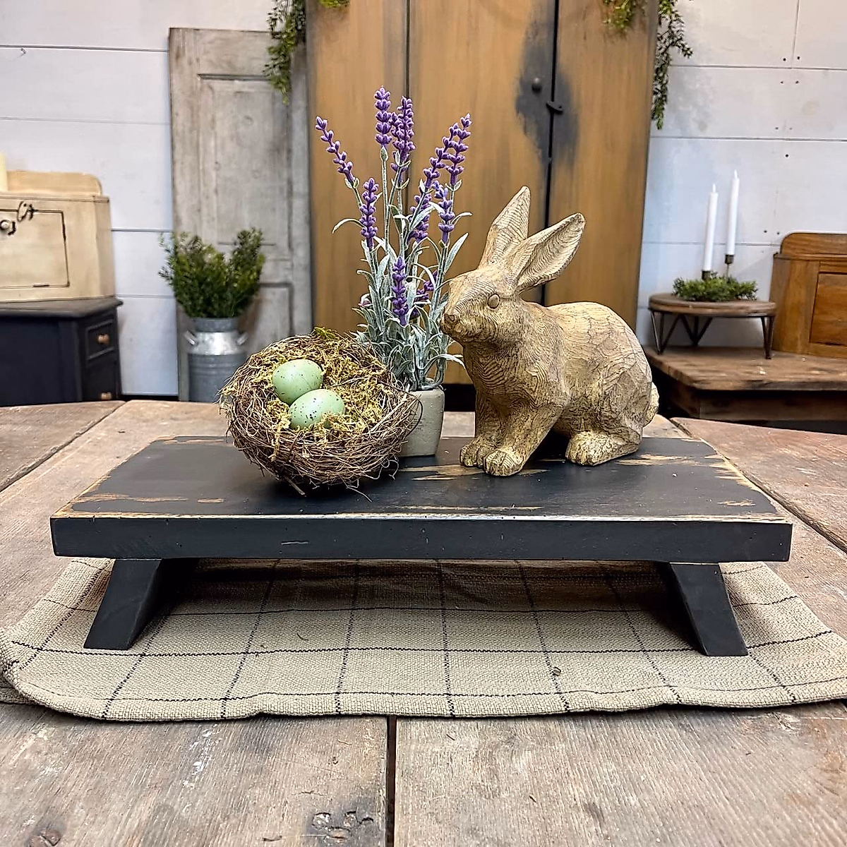 Red Fox Primitives Rustic Wooden Table Riser to Elevate Your Home Decor Style - Use as a Fancy Centerpiece on Countertops, Kitchen Islands, or Dining Tables - Handmade - Solid & Sturdy - in 2 Colors