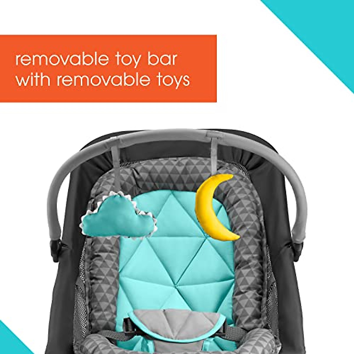 Summer 2-in-1 Bouncer & Rocker Duo (Gray and Teal) Convenient and Portable Rocker and Bouncer for Babies Includes Soft Toys and Soothing Vibrations