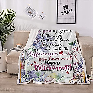 Retirement Gifts for Women 2023, Best Retirement Gifts for Mom Grandma Wife Boss, Farewell Gifts for Coworkers, Ultra-Soft Floral Happy Retirement Throw Blanket for Teachers,Nurses, 60"x 50"
