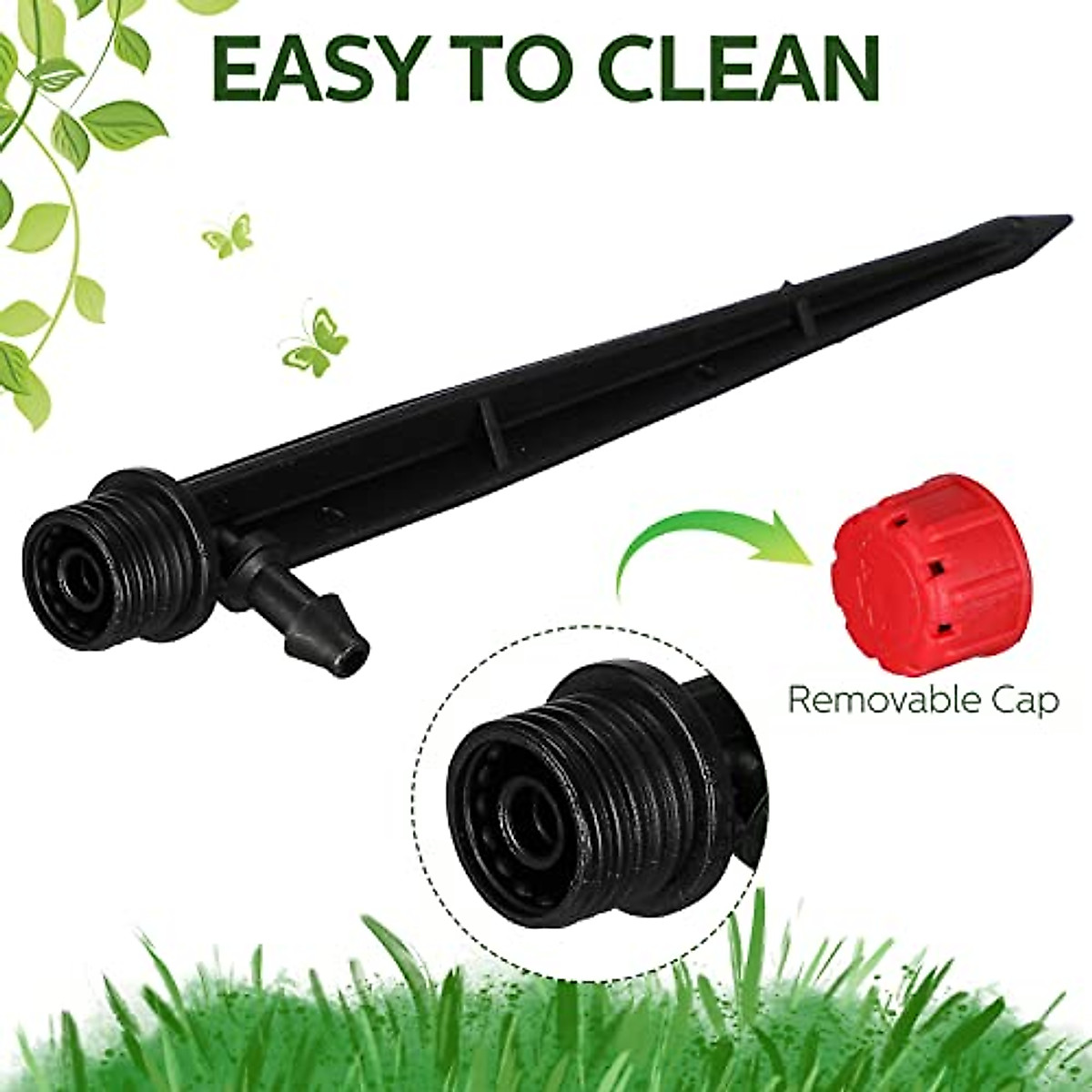 200 Pcs Drip Irrigation Emitters Drip Irrigation System Drip Irrigation Parts Adjustable 360 Degree Water Flow Fan Sprayer for 1/4 Inch 4mm/7mm Irrigation Tube Hose Patio Watering System (Red Black)