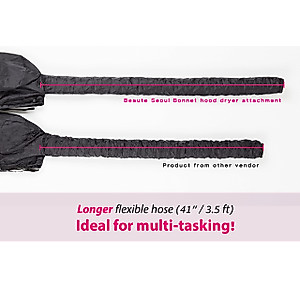 BEAUT'E SEOUL Hooded Hair Dryer Attachment and Black Seed & Argan Oil Spray Set - Soft Adjustable Large hooded bonnet & Keratin Hair Treatment Leave in Conditioner Spray 5oz