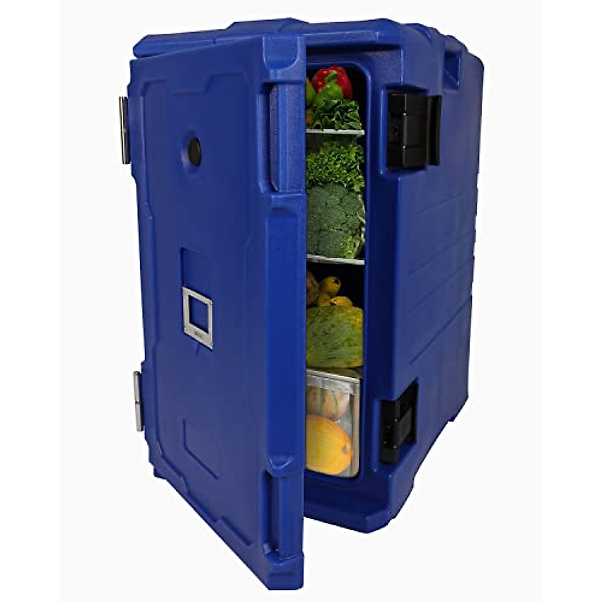 Muhub 127QT End-Loading Insulated Food Pan Carrier, LLDPE Material Food Box Carrier with Double Buckles, Front Loading Portable Food Warmer with Handles,Ideal for Canteen and Restaurant Use (Blue)…