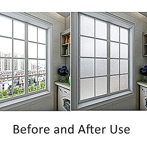 Instruban Window Privacy Film Frosted Glass Covering for Bathroom Opaque Static Cling Heat Control Door Sticker for Office Living Room Non-Adhesive - Matte Pure, 17.5 x 78.7 inches