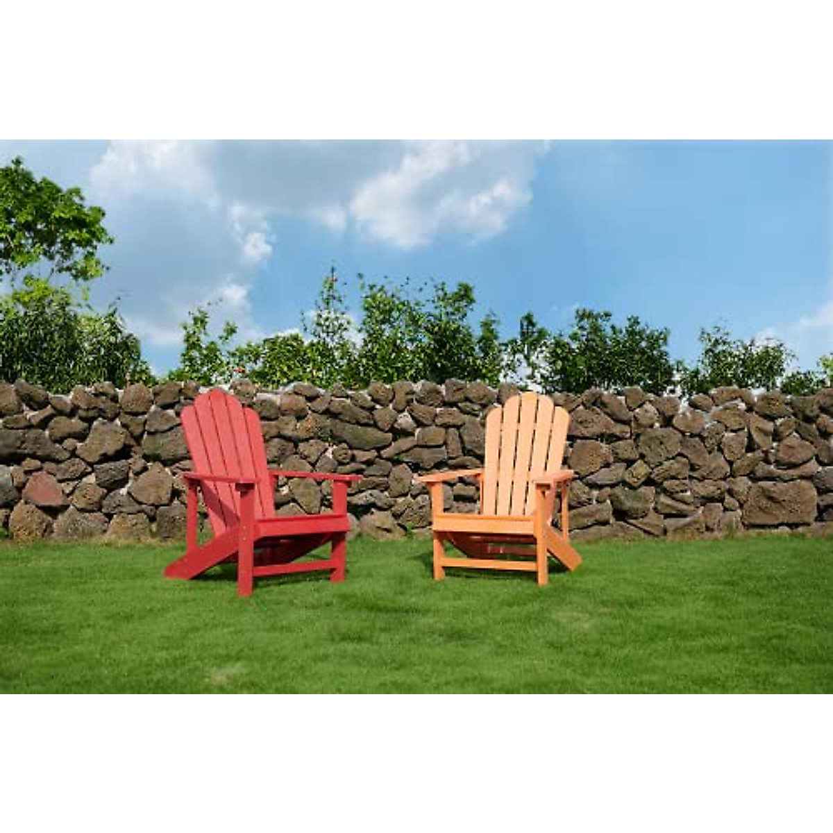 EFURDEN Adirondack Chair, Polystyrene, Weather Resistant & Durable Fire Pits Chair for Lawn and Garden, 350 lbs Load Capacity with Easy Assembly (Orange, 1 pc)