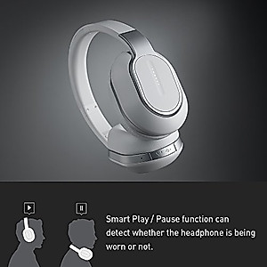 Phiaton Bluetooth Wireless BT 460 Qualcomm Touch Interface, Premium Headphones with Mic, Smart Play and Pause, White