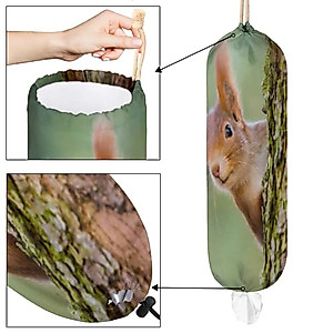 Animal Squirrel Plastic Bag Holder, Squirrel Tree Grocery Bag Storage Holder Hanging Garbage Shopping Bag Trash Bags Organizer for Kitchen Home