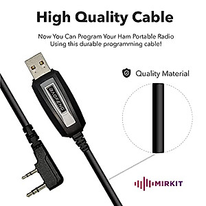 MIRKIT Baofeng Programming Cable for Two Way ham Portable radios: UV-5R, 5RA, 5R Plus, 5RE, UV-82, BF-F8HP, UV3R Plus, BF-888S, 5R EX, 5RX3, GA-2S, BF-F8+, H777 UV82HP