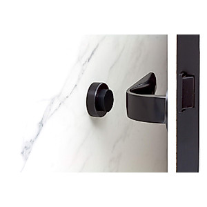 EVI | Wall/Handle Adhesive Doorstop | 0.9'' X 0.55'' | Black Rubber | V2A Stainless Steel | Includes Screw + Clamping Anchor | Mod. I-254