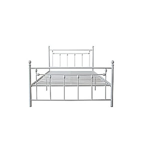 Anwickmak Twin Size Metal Bed Frame with Headboard and Footboard/No Box Spring Needed Mattress Foundation (White)