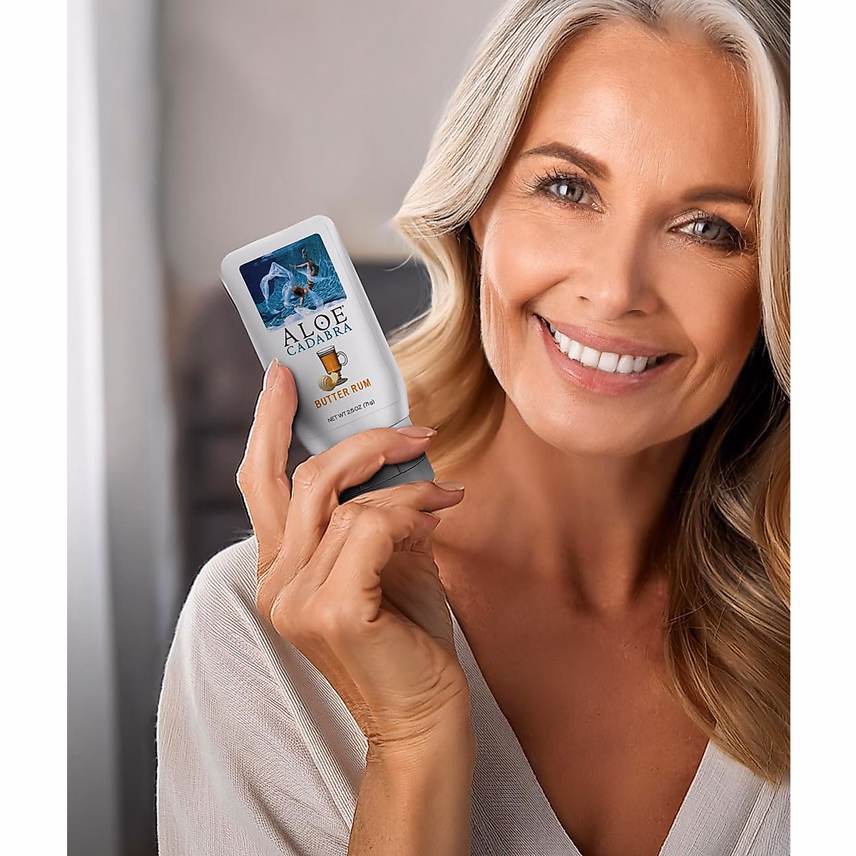 Aloe Cadabra Flavored Personal Lubricant and Vaginal Moisturizer, Organic Edible Aloe Lube for Men, Women, Non-Staining, pH Balanced, (Butter Rum, 2.5 Ounces, 1 Pack)