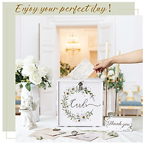 CYAOOI White Wedding Card Box with Lock, PVC Money Envelope Card Box for Wedding Reception, Daisy Pattern Gift Card Box Holder for Graduation Party Birthday Baby Shower Decorations