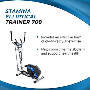 Stamina Elliptical Trainer 708 - Elliptical Training Machine with Bluetooth and Smart Workout App - Compact Standing Elliptical Machine for Home Workout - Up to 250 lbs Weight Capacity