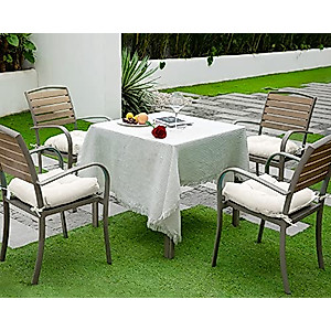 ROSNINIKA Outdoor Chair Cushions 2 Pcs Outdoor Cushions Patio Furniture Cushions Chair Cushion Patio Chair Seat Pads with Ties 17x17 Inches Beige