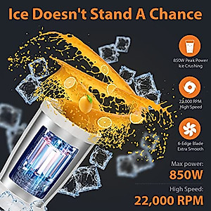 KOIOS PRO 850W Bullet Personal Blender for Shakes and Smoothies, Protein Drinks, 11 Pieces Set Blender for Kitchen Baby Food with Ultra Smooth 6-Edge Blade, Coffee Grinder for Beans, Nuts, Spices, 2x17 Oz + 10 Oz Large & Small To-Go Cups, 2 Spout Drinking