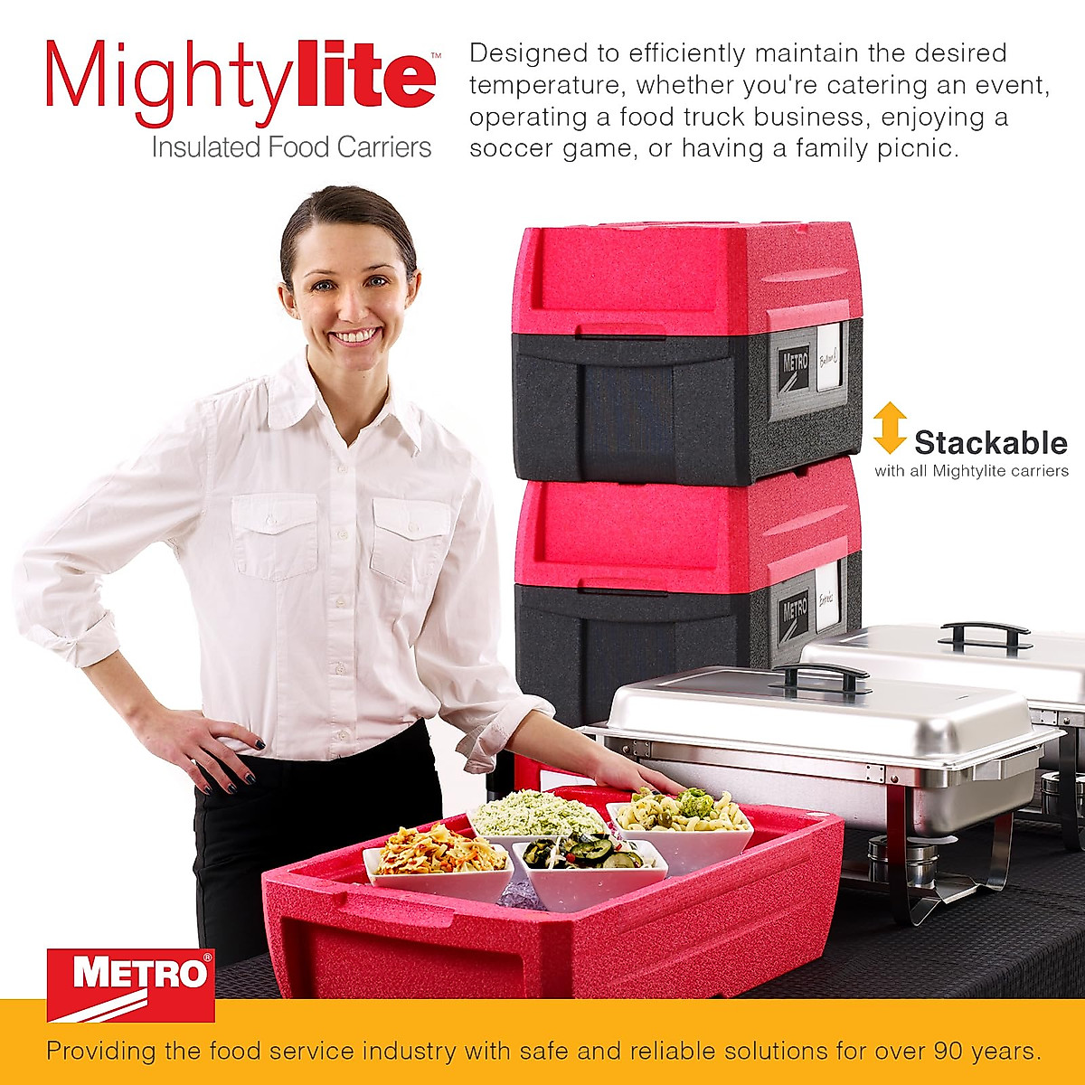 Metro Mightylite ML180XL Top Load Insulated Food Carrier - Professional-Grade Multipurpose Pan Carrier, Insulated Cooler and Food Warmer with Extra Capacity Lid - 45 qt or 5 Pan Capacity