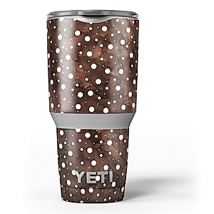 Design Skinz Brown and White Watercolor Polka Dots - Skin Decal Vinyl Wrap Kit compatible with the Yeti Rambler Cooler Tumbler Cups