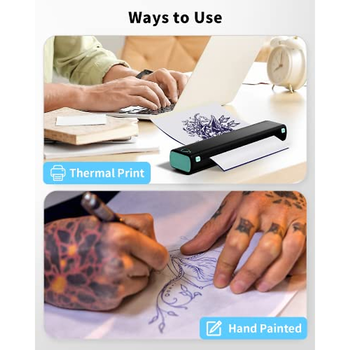 Phomemo Tattoo Transfer Paper - 100 Sheets A4 Size, Thermal Stencil Paper for Tattoo Transfer Kit - Commercial & Personal Use, DIY Tattoo Tracing Paper Compatible with M08F Printer & Tattoo Supplies