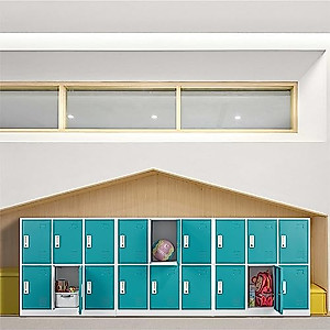 WTRAVEL Locker Steel Storage Cabinet, 2 Tiers 6 Doors Storage Locker for Gym School Office Metal Lockers for Employees with Keys (2 Tiers / 6 Doors Sky-Blue)