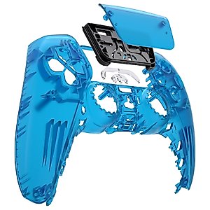 eXtremeRate Clear Blue Touchpad Front Top Shell Compatible with ps5 Controller BDM-010 020 030 040 050, DIY Replacement Shell Custom Touch Pad Cover Compatible with ps5 Controller