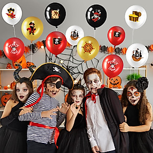45 Pcs Pirate Party Balloons Latex Pirate Balloons Set Round Pirate Balloons Caribbean Pirate Skull Pirate Ship Balloons for Pirate Theme Parties Birthday Party Decorations Halloween Party Supplies