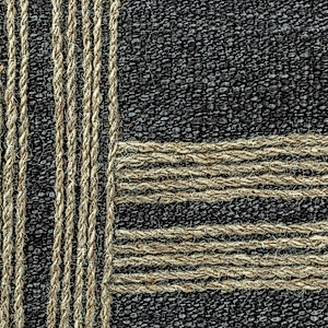 Creative Co-Op 24 Inches Cotton Blend Lumbar Jute Embroidery, Charcoal and Natural Pillow, Gray