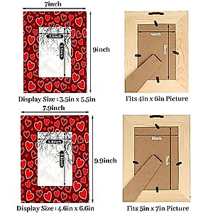 POFATO Red Love Heart 5x7 Picture Frame Wood Photo Frame for Tabletop Display Wall Mount Picture Frame Display 5 x 7 Inch Photo Wall Decor Home Gift Frames