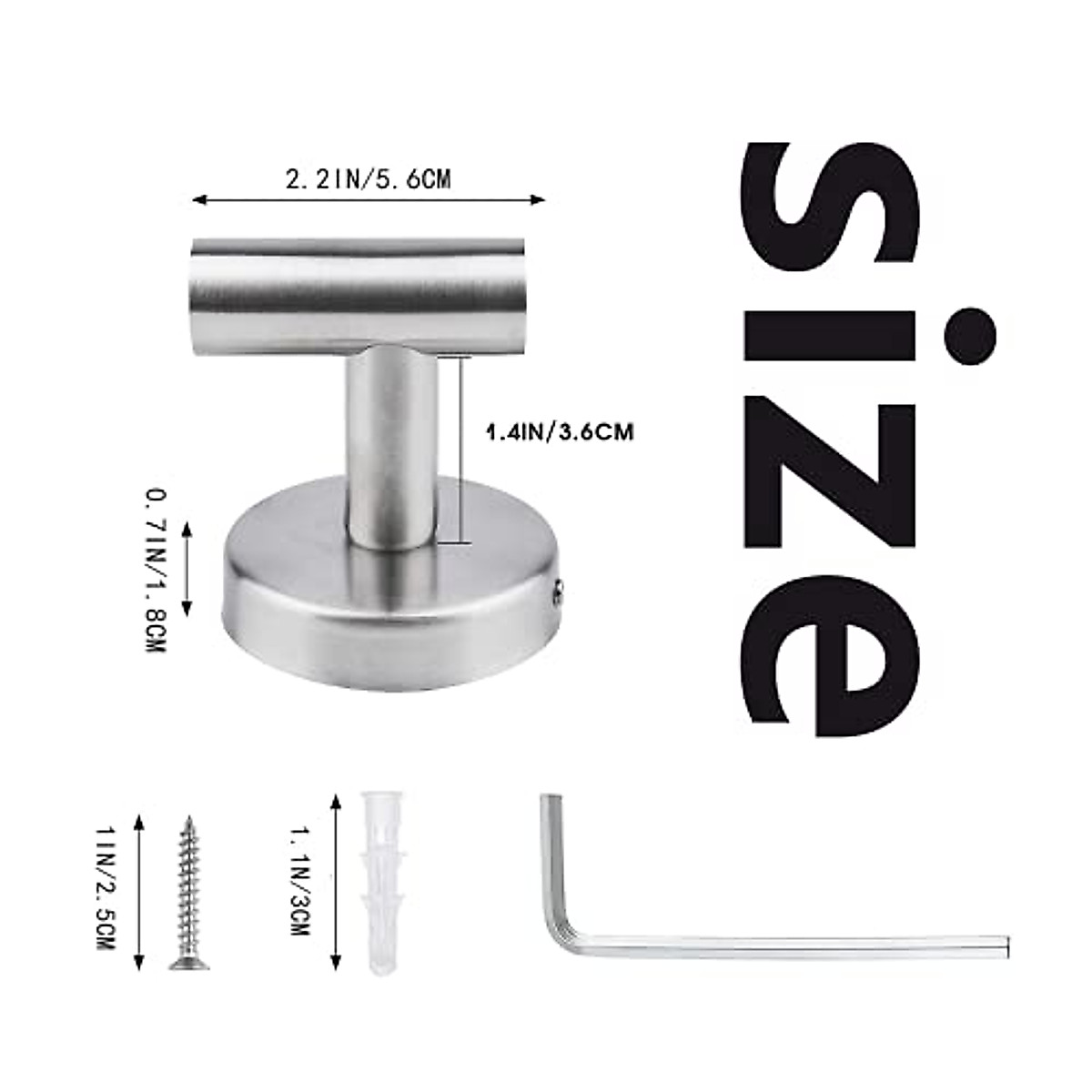 Coat Hook Single Towel/Robe Clothes Hook for Bathroom Kitchen Closets , Square Style Wall Mounted, Brushed Finish,304 Stainless Steel,4 Pack (Brushed Nickel)