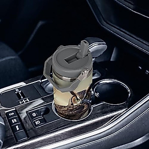 BWQJKUO Large Capacity Car Cup 30 Oz Stainless Steel Owl Sitting Tree Fence Printed Travel Mug Leak-proof Flip Straw Tumbler with Handle,keeps Cold Or Ho