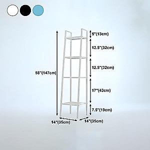 KWOKING Scandinavian Open Ladder Bookshelf Metal Bookcase Nordic Wrought Iron Trapezoidal Storage Rack Bookshelf Floor-to-Ceiling Multi-Layer Balcony Flower Rack Black 13.8" L x 13.8" W x 57.9" H