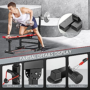 OPPSDECOR 600lbs 6 in 1 Weight Bench Set with Squat Rack Adjustable Workout Bench with Leg Developer Preacher Curl Rack Fitness Strength Training for Home Gym