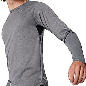 Speedo Men's Standard Uv Swim Shirt Long Sleeve Fitness Rashguard, Black Heather, X-Large
