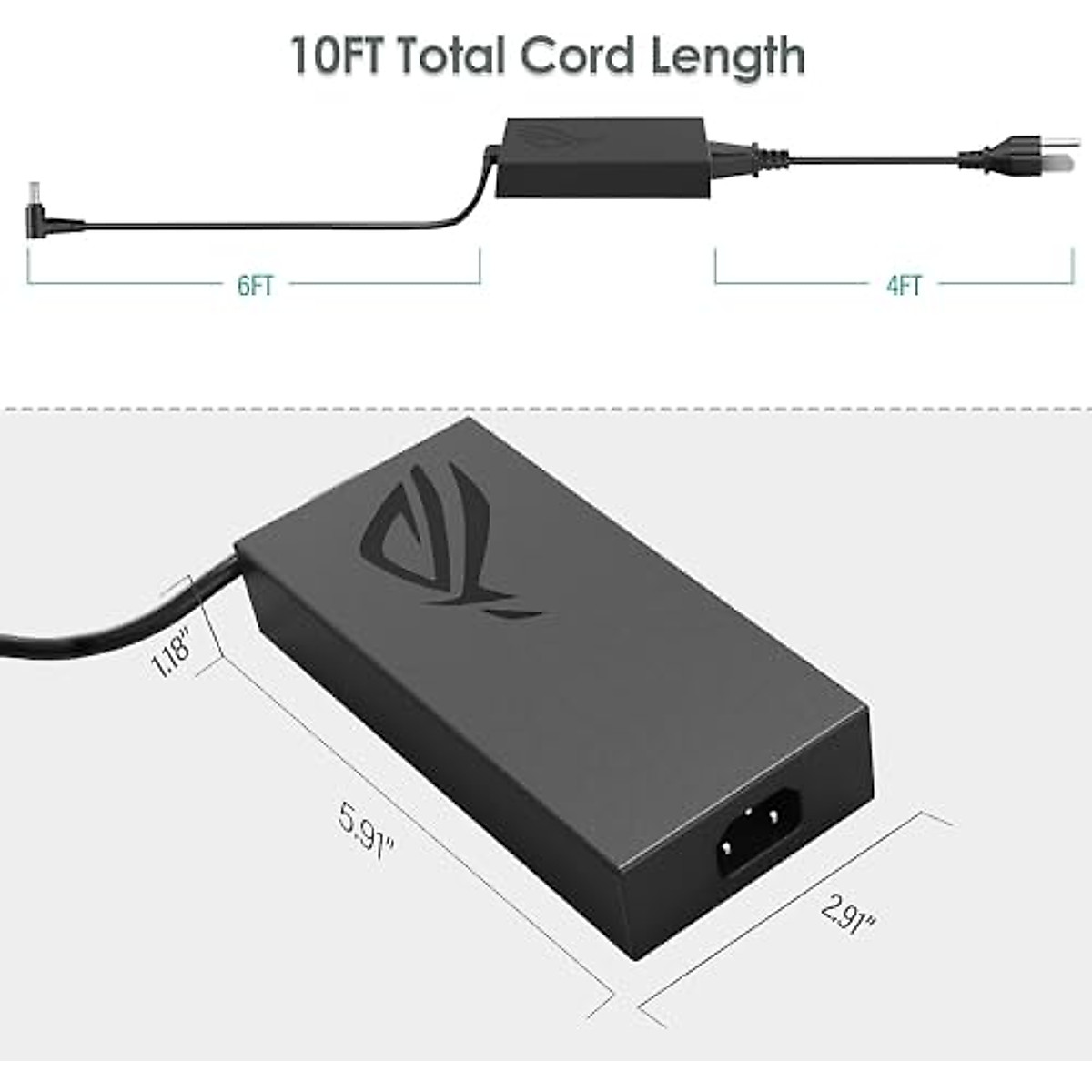 XTEES 180W 20V 9A Charger for ASUS Rog Zephyrus G14 G15 GA401I GA502 GA502D GA502DU GA502IU GA401 GA401II GA401IV TUF505DT TUF505DU TUF705DU ADP-1800DU TB H Connector Cable Feed