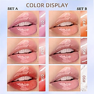 QiBest 3 Colors Lip Oil, Hydrating Lip Gloss Set, Tinted Lip Balm, Long Lasting Non-sticky Lipgloss with Big Head Brush, Transparent Lip Care Products for Dry Lips, Moisturizing, Nourishing
