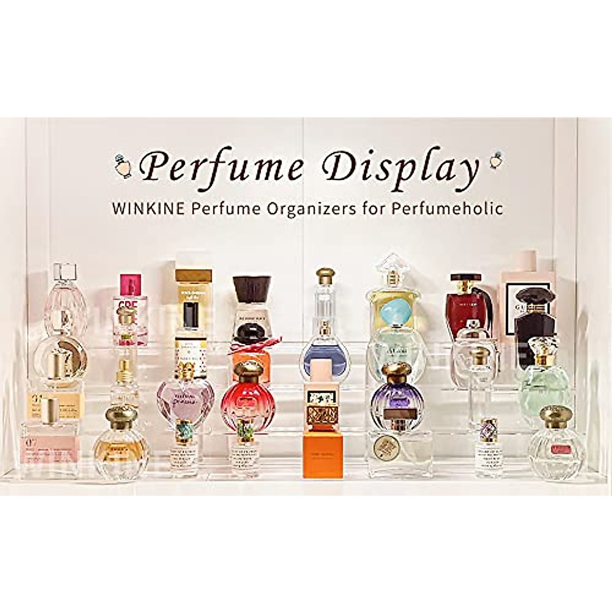 WINKINE Acrylic Riser Display Shelf, 4 Tier Perfume Organizer, Display Riser for Amiibo Funko POP Figures, Tiered Display Stand Small Risers for Display, Acrylic Display for Decoration and Organizer