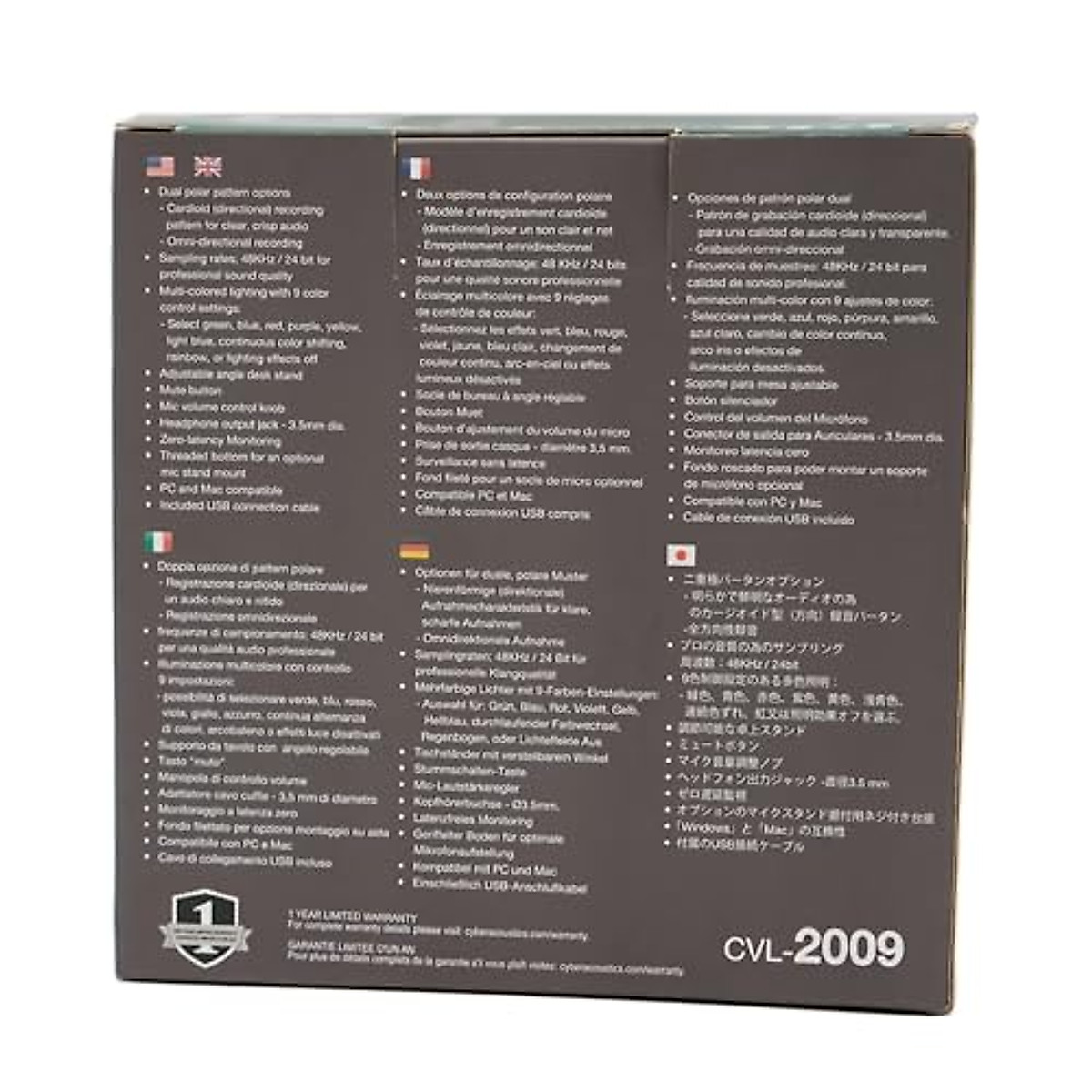 Cyber Acoustics Premium USB Microphone with Dual Recording Patterns - 24-bit Recording Perfect for Podcasting and Vlogging - Compatible with PC and Mac (CVL-2009)