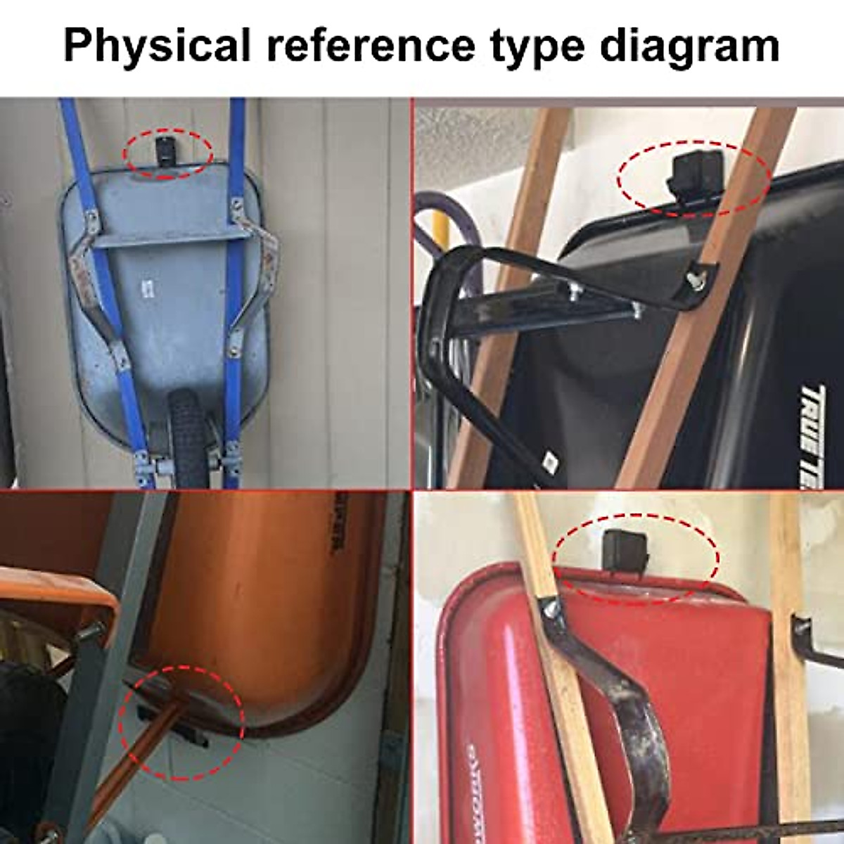 Wheelbarrow Hanger Holder - Wall Mounted Bracket, Garage Organizer Holder Storage Bracket for Most Wheelbarrows, with mounting Hardware Holds Most cart Weights - Effective Space Saving