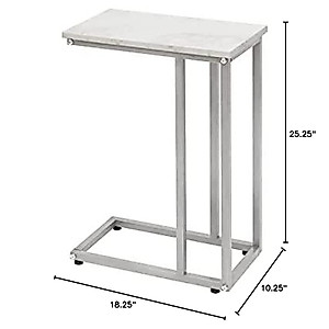 AZL1 Life Concept Chrome Accent Metal Base C Table for Living Room Bedroom Balcony Family and Office, White 2