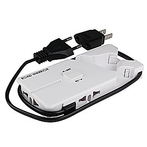 ROAD WARRIOR 3-Outlet Travel Universal Power Strip with European Plug, Compact, Designed in Japan, EU to US Adapter Does not Convert Voltage-RW47WH