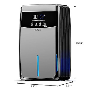 AlohaAir Dehumidifier for Home with Drain Hose, 95 OZ Dehumidifiers for Room, Quiet, Aromatherapy, Timer, Auto Shut-off, Dehumidifiers for Bathroom, Bedroom, Closet, RV & Basement