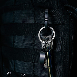 FEGVE Key Rings, Titanium Side Pushing Key Ring Keychain Rings Small Black Split Keyrings for Men (Black-6pcs)