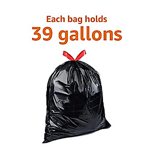 Amazon Basics Lawn & Leaf Drawstring Trash Bags, 39 Gallon, 40 Count