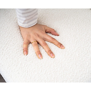 VESCASA Sherpa Modern Dining Chairs with Wood Legs, Upholstered Curved Back Side Chairs for Dining Room/Living Room, Set of 2, White