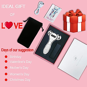 4D Microcurrent Face Massager Roller,Electric Rechargeable Face Lift Roller Arms Legs Massager for Anti Aging Wrinkles Facial Massage