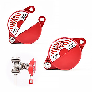 Gate Valve Lockout Device 2Pack Rotating Plastic Outdoor Water Hose Protector Babyproof 1-2.5in Diameter Valve Handles Red Secure for Water Spigot Faucet Knob Oil Natural Gas Propane Tank Lock Outdoor