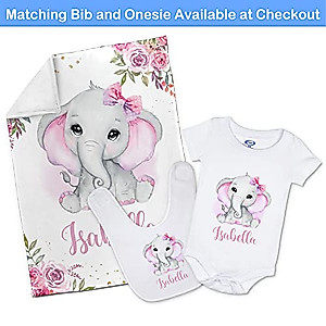 Voz Personalized Baby Blankets with Name, Customized Baby Blankets for Girls- Elephant Baby Blanket, Best Gift for Baby, New Mom, Newborn, 30 x 40 inch, Super Soft Plush Fleece