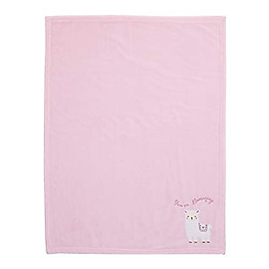 NoJo Little Love Sweet Llama & Butterflies Super Soft Pink Baby Blanket with Applique & Embroidery, Pink, Ivory