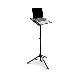 On-Stage LPT7000 Deluxe Laptop Stand (Portable, Folding Workstation for Laptops, Tablets, Phones, Mobile Devices, and Controllers, Adjustable Height and Tilt, Nonslip Platform and Feet, Metal, Black)